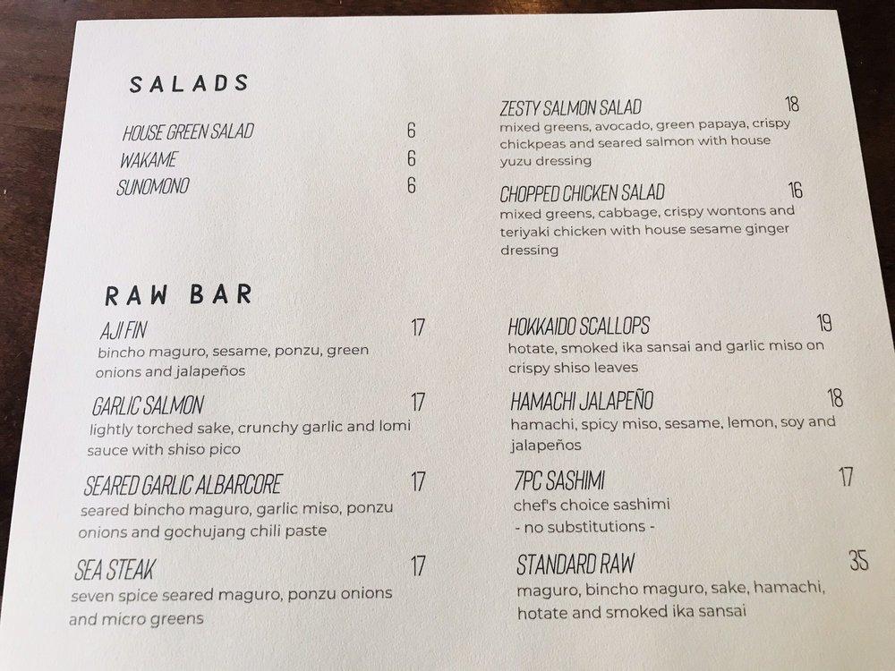 Carta del restaurante Aji Japanese Bistro, El Dorado Hills