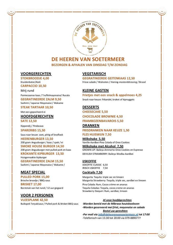 Speisekarte von De Heeren van Soetermeer, Zoetermeer