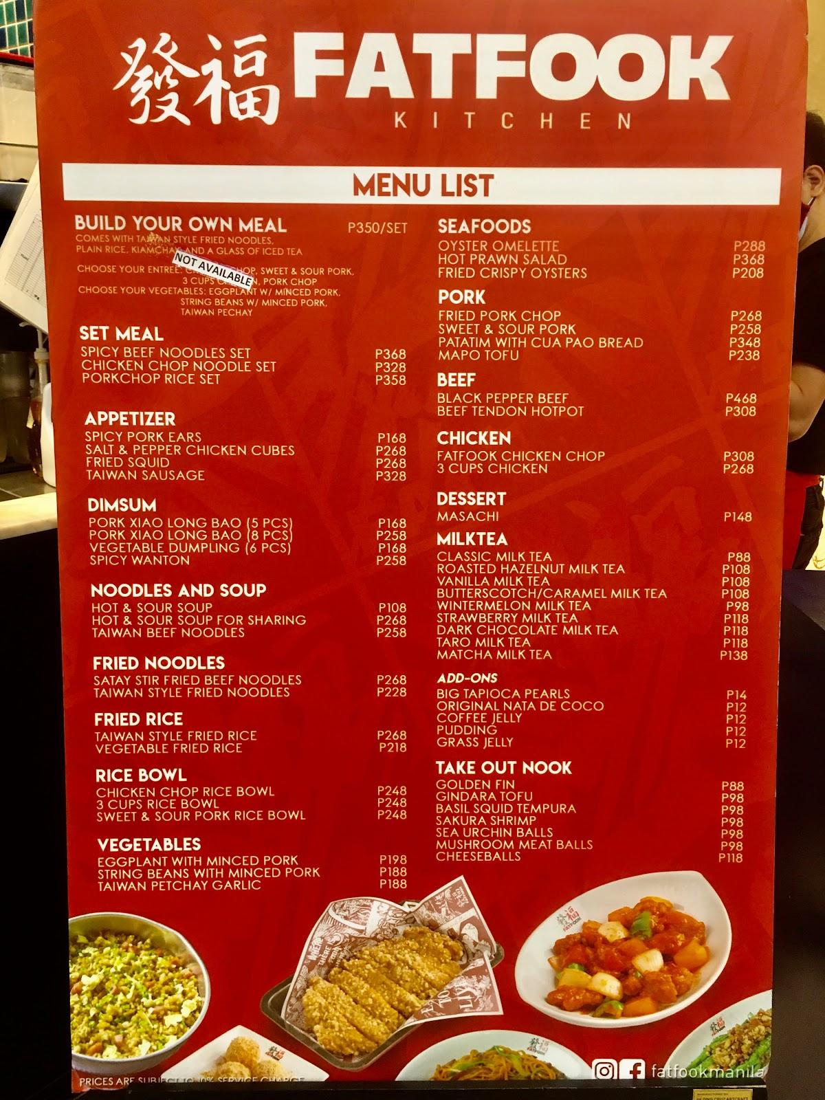 Menu at Fat Fook Kitchen - Glorietta restaurant, Makati, Ayala Center