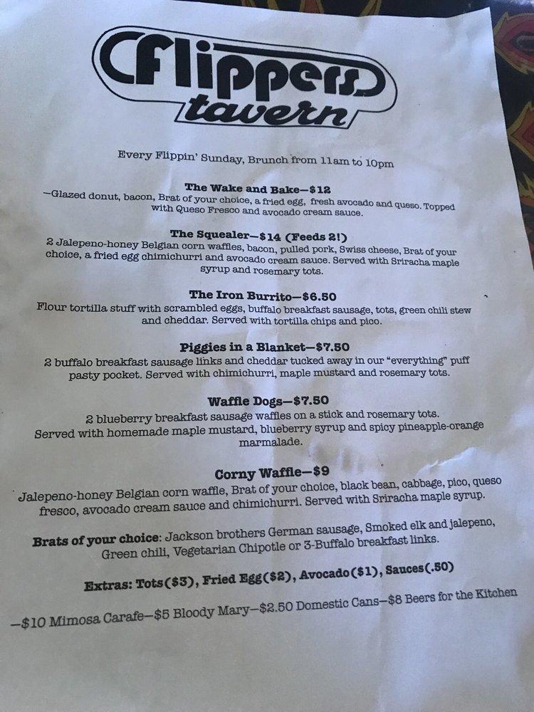 Menu at Flippers Tavern pub & bar, Lubbock