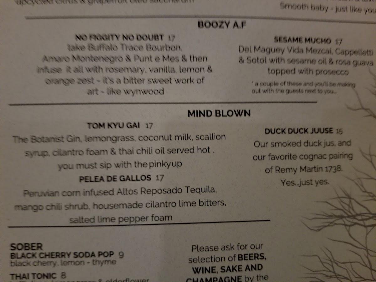 Menu at KYU restaurant, Miami