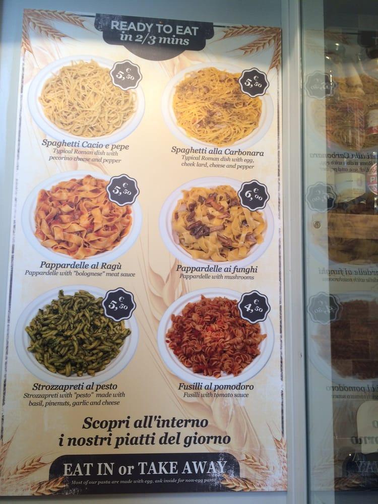 Menu da Pastasciutta - San Pietro fast food, Roma, Via delle Grazie