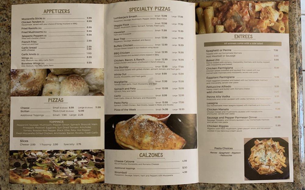 Menu at Stumpy's Pizzeria, Fort Edward