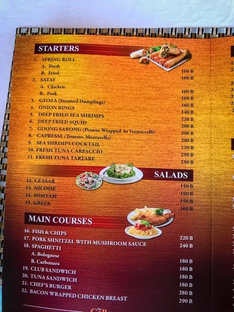 Menu at The Gallery Restaurant And Bar, Pa Klok