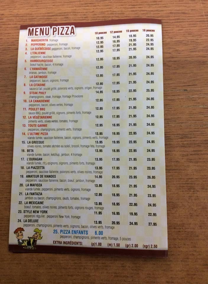 Menu at Ultime Pizza pizzeria, Gatineau