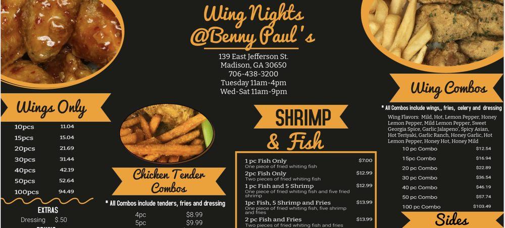 Menu at Wing Nights @Benny Pauls restaurant, Madison