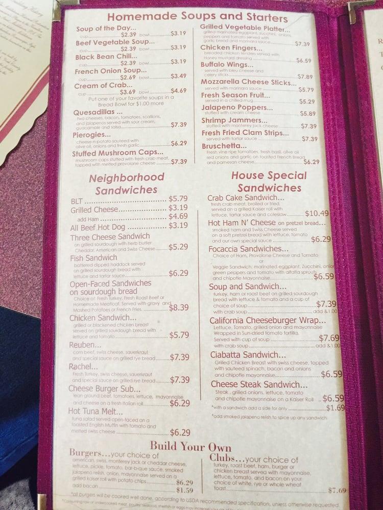 Menu at Brownstone Cafe, Middletown