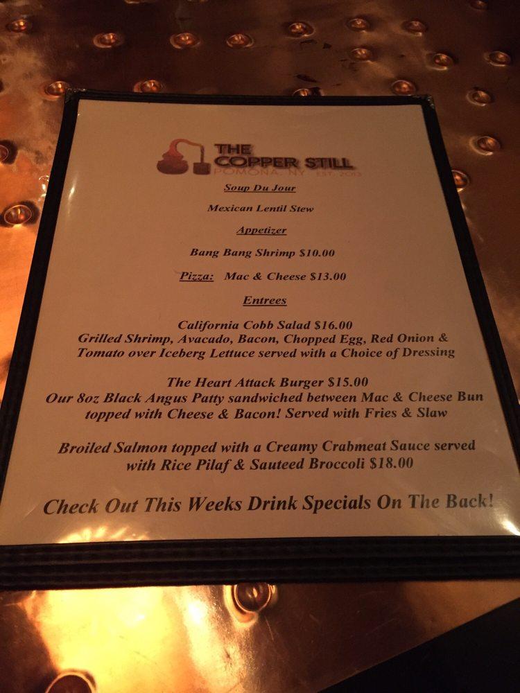 Menu at The Copper Still pub & bar, Pomona