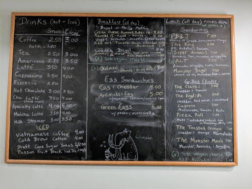Menu at Mammoth Coffee restaurant, Philadelphia