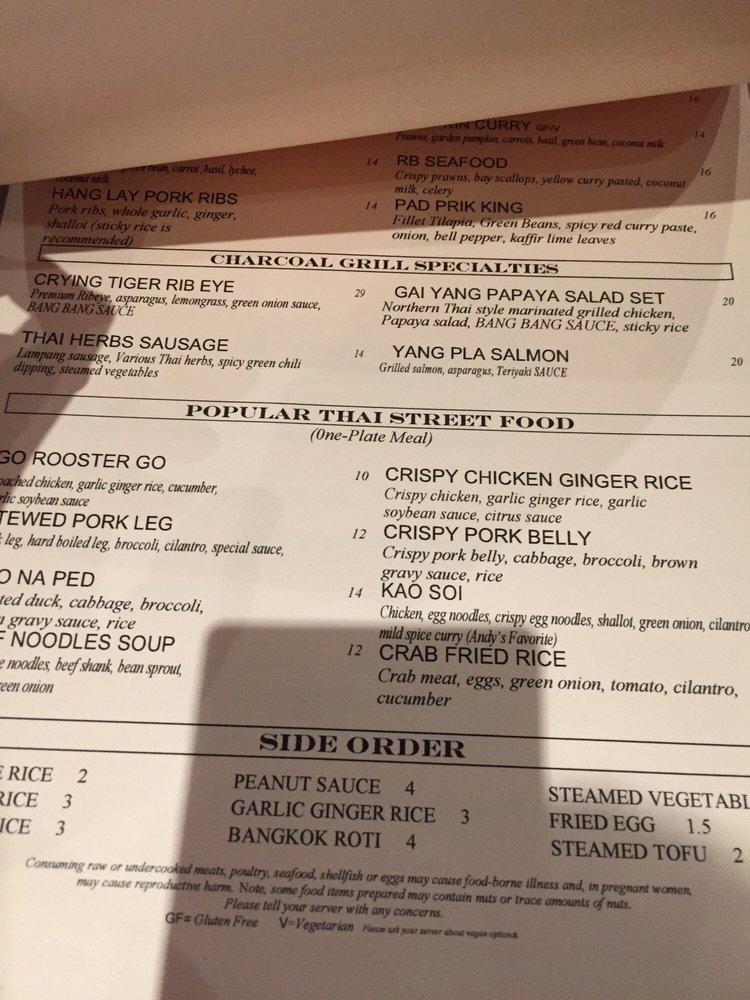 Menu at Rice Barn Thai Eatery and Wine Bar, Vacaville