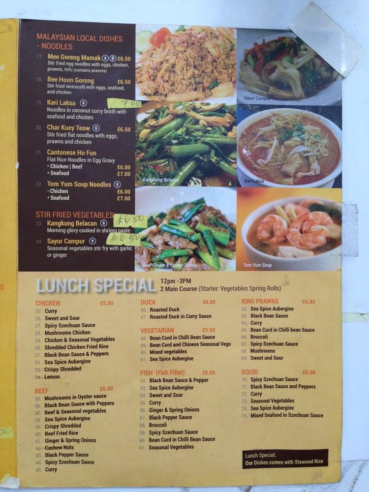 Menu at Roti King restaurant, London, Euston