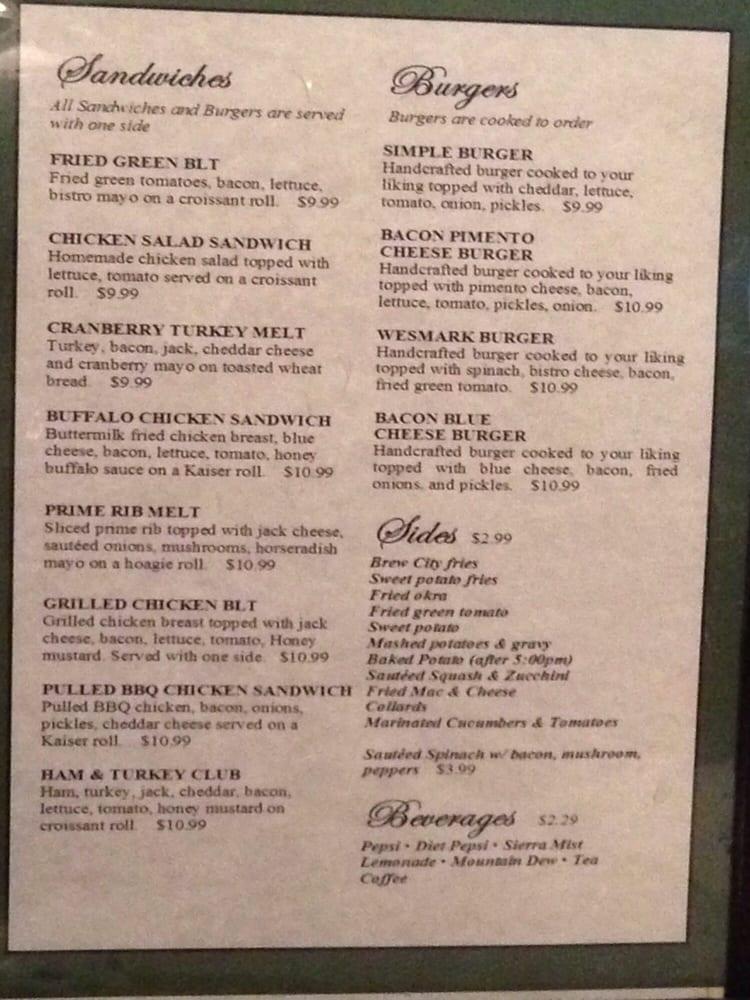 Menu at Simply Southern Bistro restaurant, Sumter