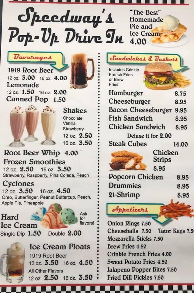 Menu at Speedway Bar & Grill, Milbank