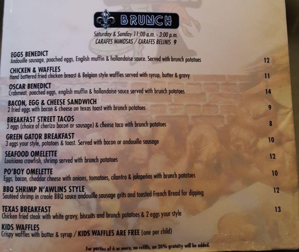 Menu at The Green Gator Frisco pub & bar, Frisco