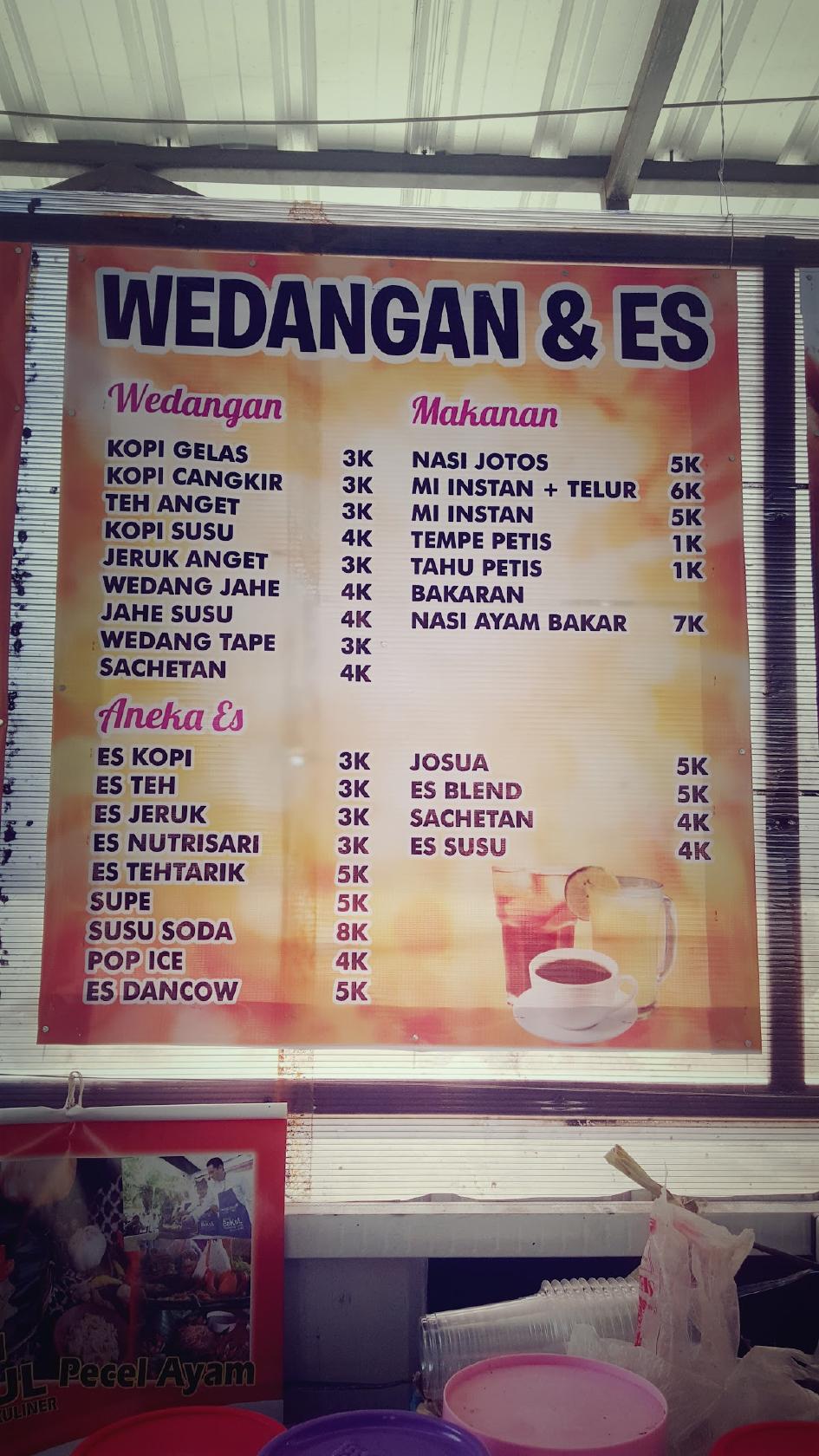 Menu at Angkringan Moow cafe, Madiun