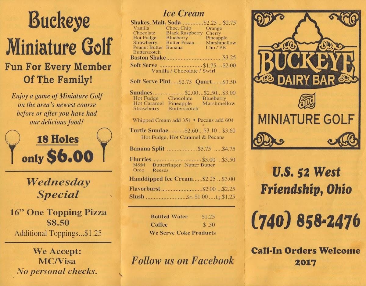 Menu at Buckeye Dairy Bar, USA, US-52