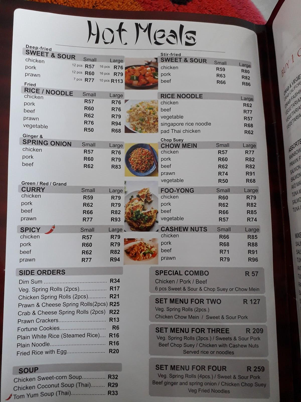 Carta del restaurante Kalok Sushi & Chinese Take Aways, Ciudad del Cabo ...
