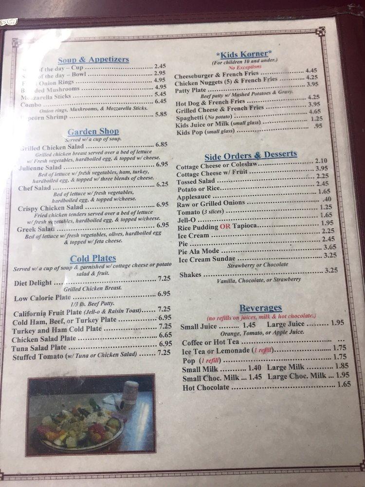 Menu at Red Apple restaurant, Dixon