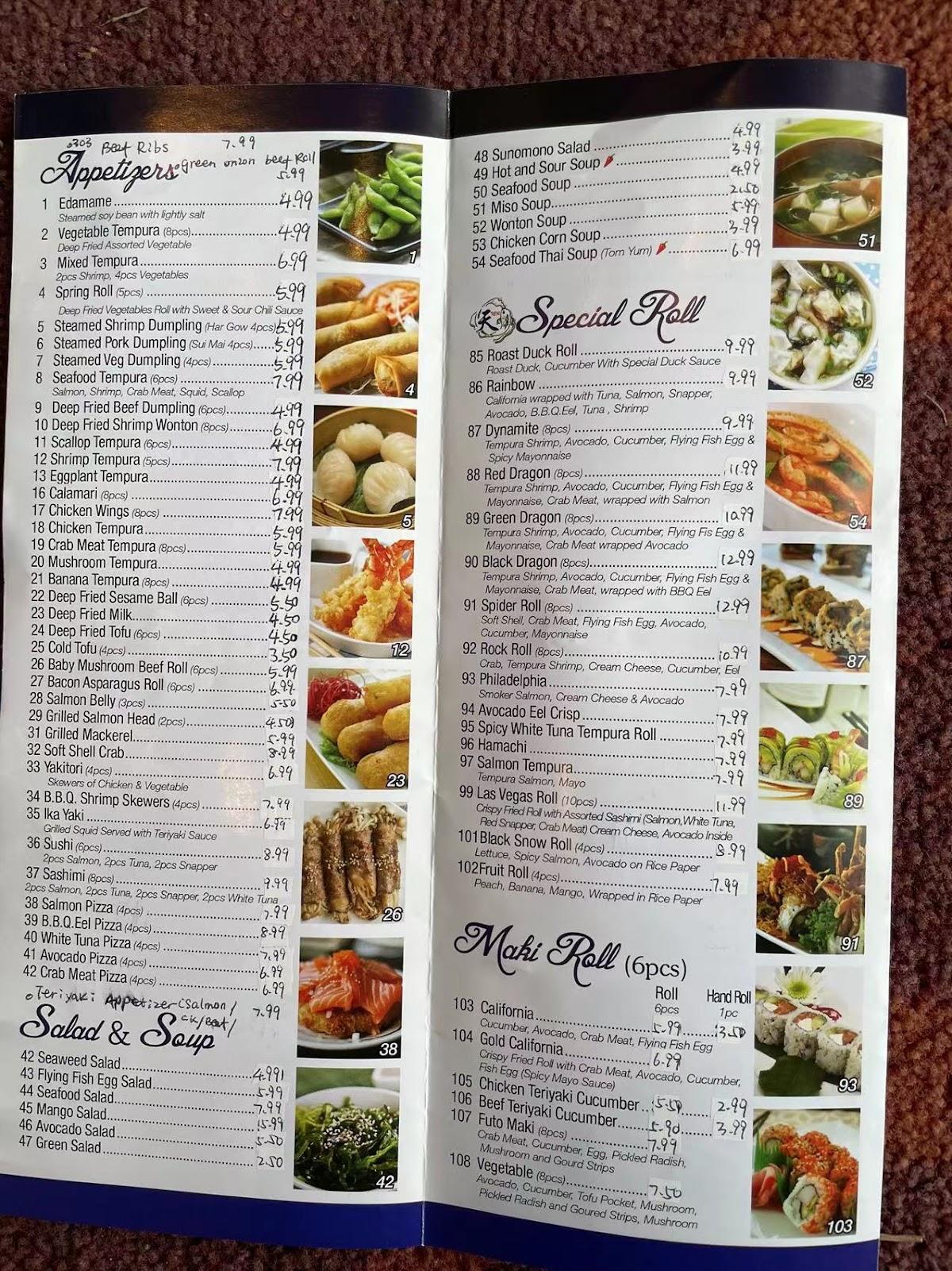Menu at Ten Sushi Japanese Restaurant, Ottawa, Bank St