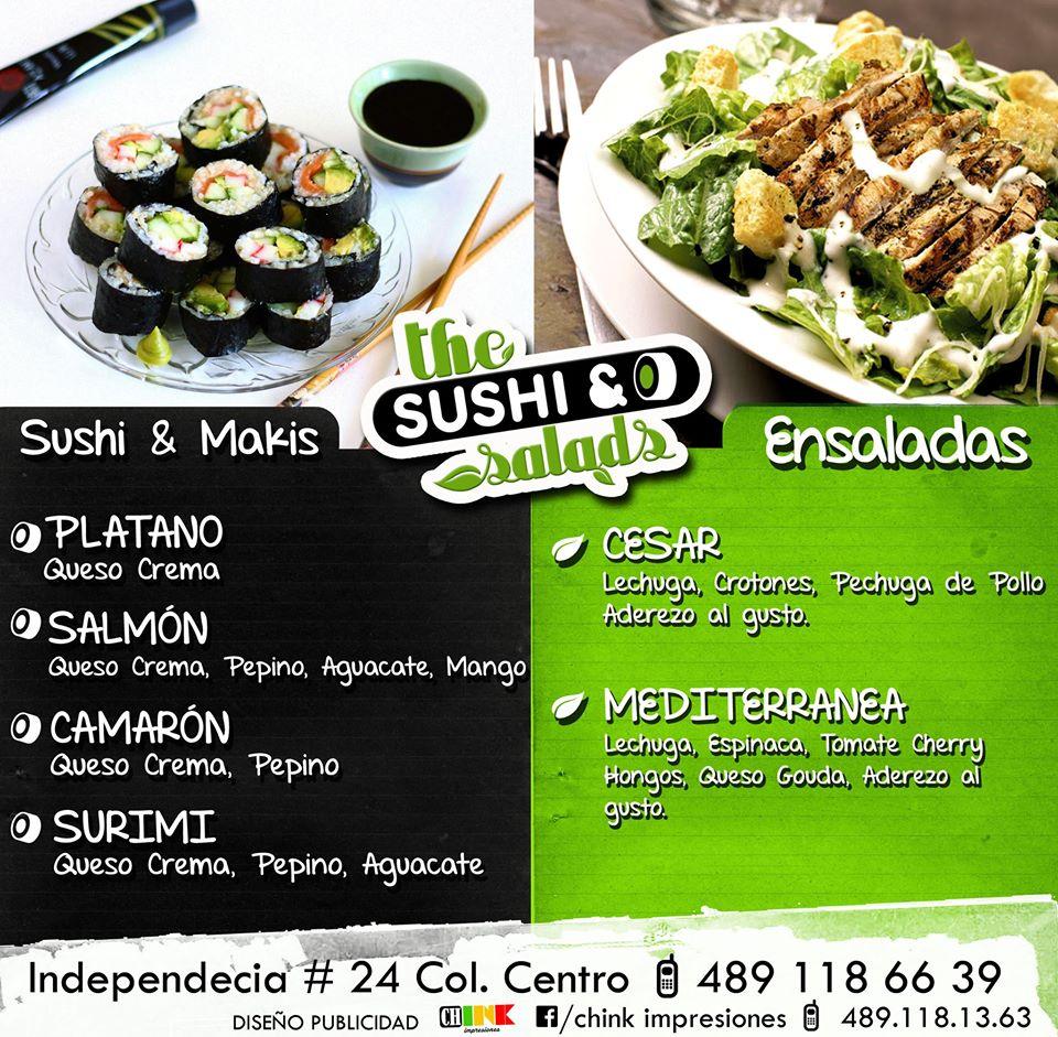 Menu at The sushi & salads"" restaurant, San Luis Potosi