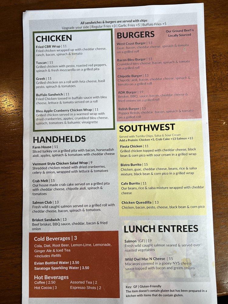 Menu at Wild Owl pub & bar, Norwich