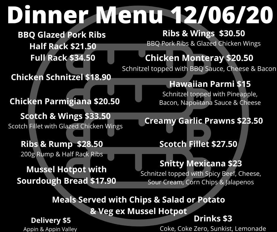 Menu at Appin Hotel pub & bar, Appin