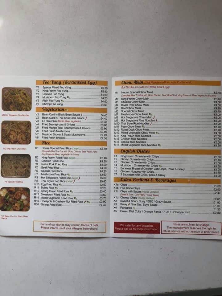 Menu at Golden Harvest Chinese food restaurant, Earls Colne