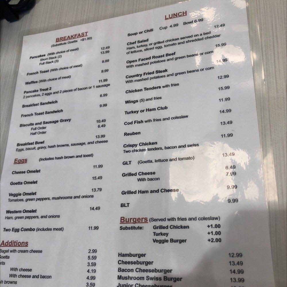 Menu at Hathaway's Diner restaurant, Cincinnati