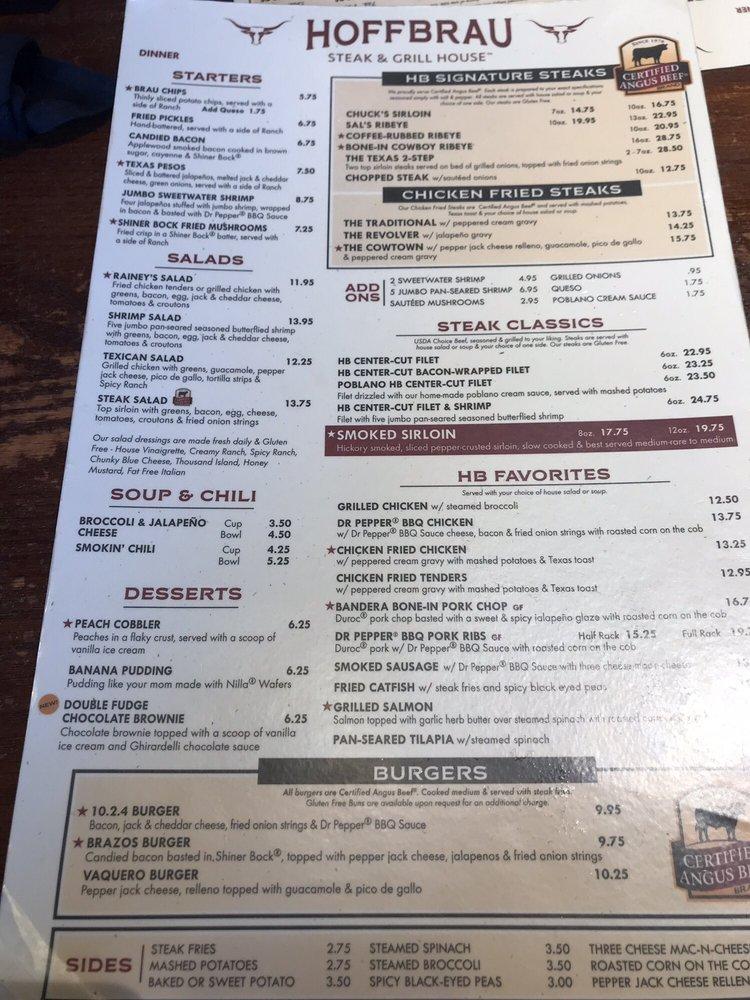 Menu at Hoffbrau Steak & Grill House pub & bar, Amarillo, W Interstate ...