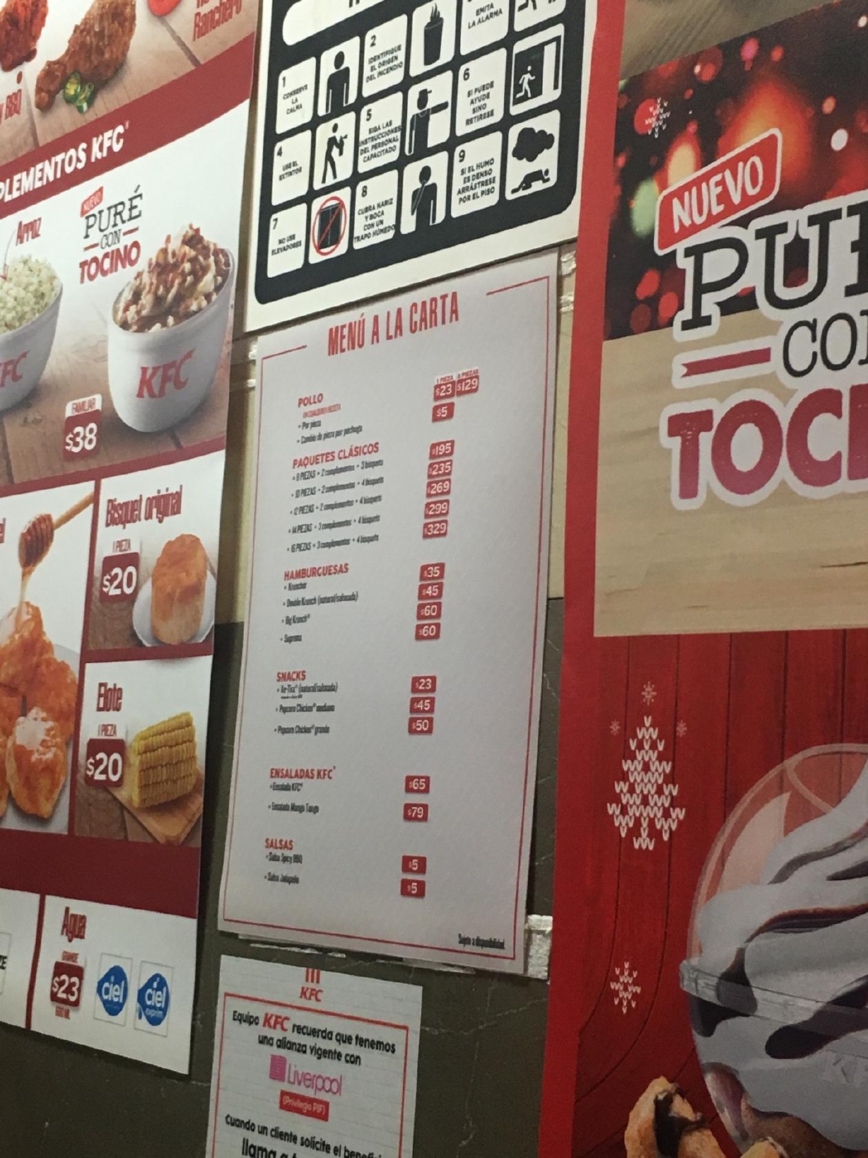 Carta del restaurante Kentucky Fried Chicken, Ciudad del México, Av ...