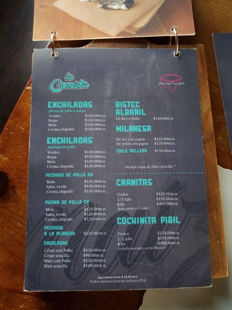 Menu at Maíz Restaurante, Tijuana