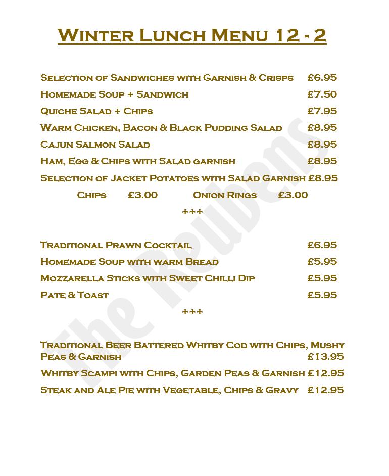Menu at The Reubens pub & bar, Leeming Bar
