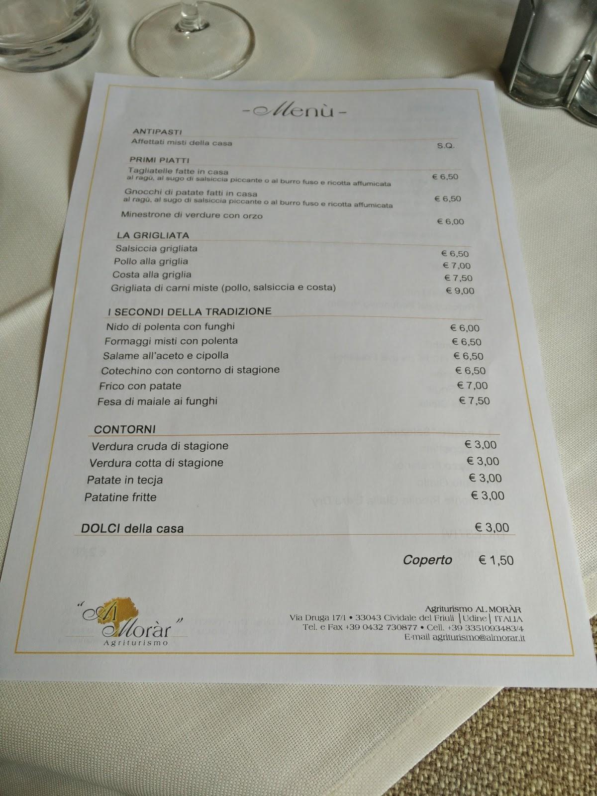 Menu da "Al Moràr" - Azienda Agricola & Agriturismo ristorante ...
