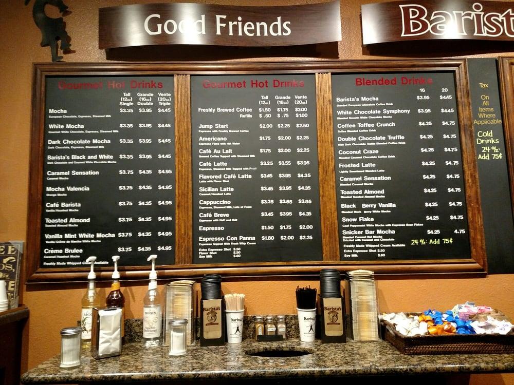 Menu at Barista's, Tracy