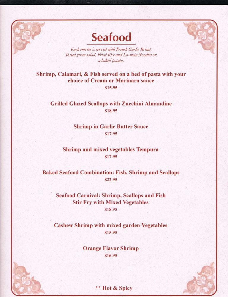 Menu at Chateau Chang steakhouse, Victorville