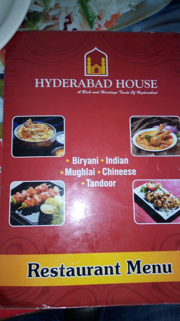 Menu at Hyderabad House, Hyderabad, Srinagar - Kanyakumari Hwy