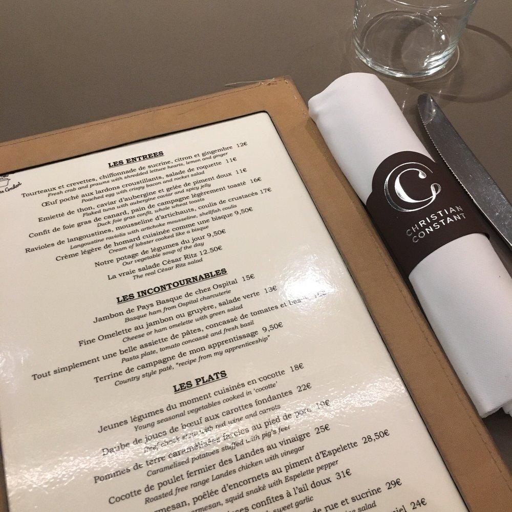 Menu at Les Cocottes restaurant, Paris, 135 Rue Saint-Dominique