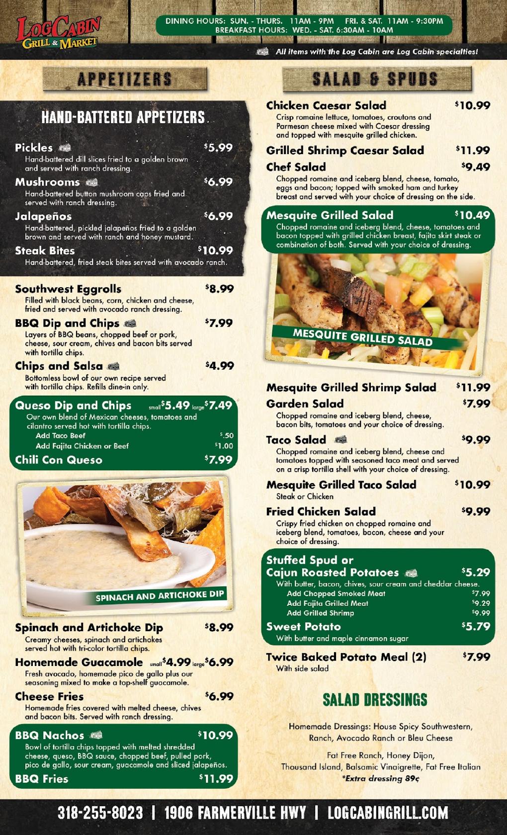 Menu at Log Cabin Grill & Market BBQ, Ruston