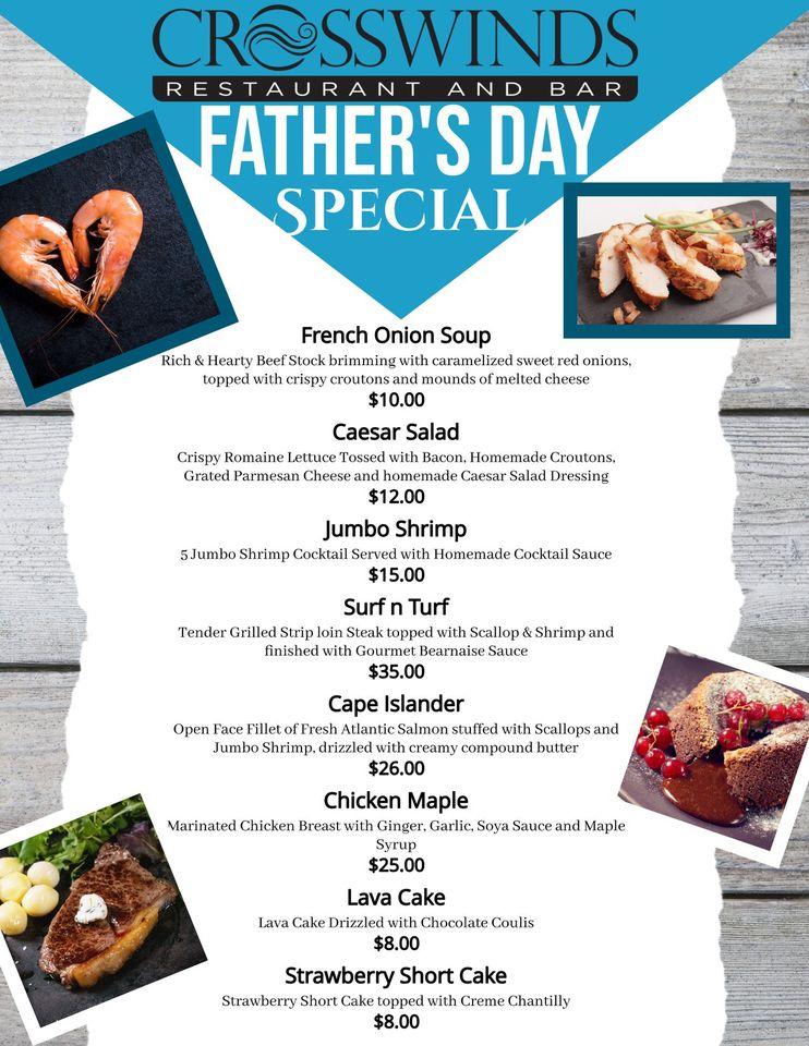 Menu at Crosswinds Restaurant and Bar, Moncton