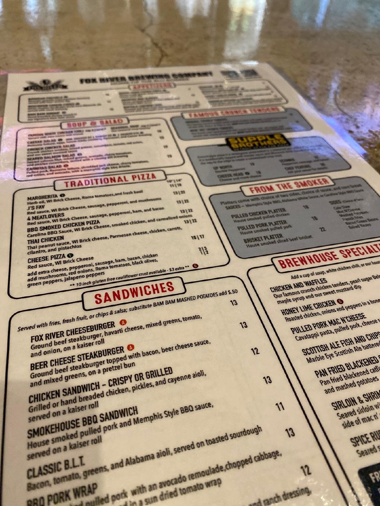 Menu at Fratellos Waterfront Restaurant & Brewery, Oshkosh