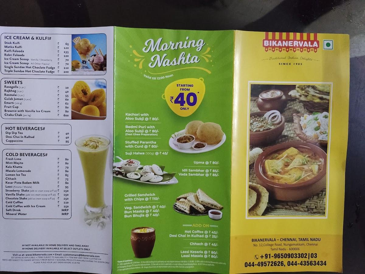 Menu at Bikanervala, Chennai