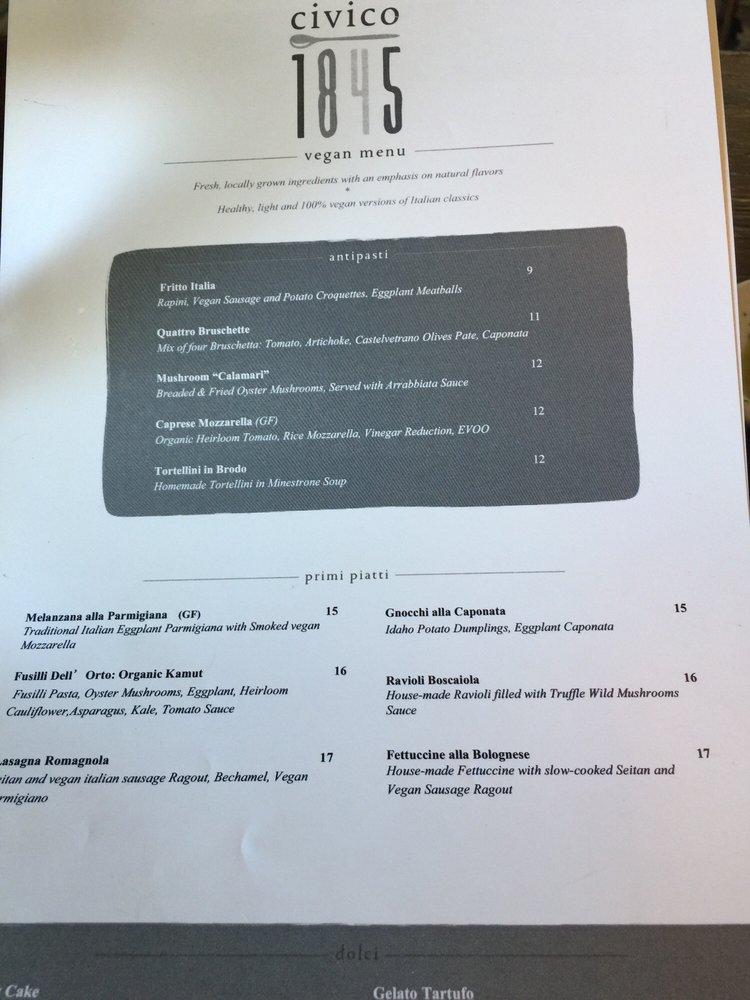 Menu at Civico 1845 restaurant, San Diego