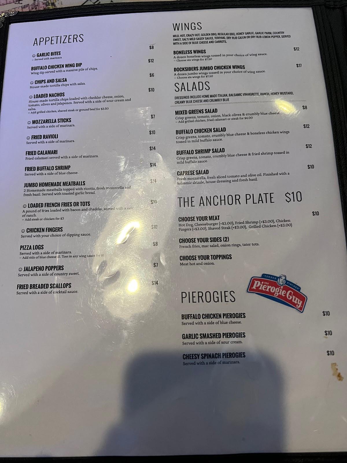 Menu at Docksiders Pub & Oven, Hilton, 416 Manitou Rd