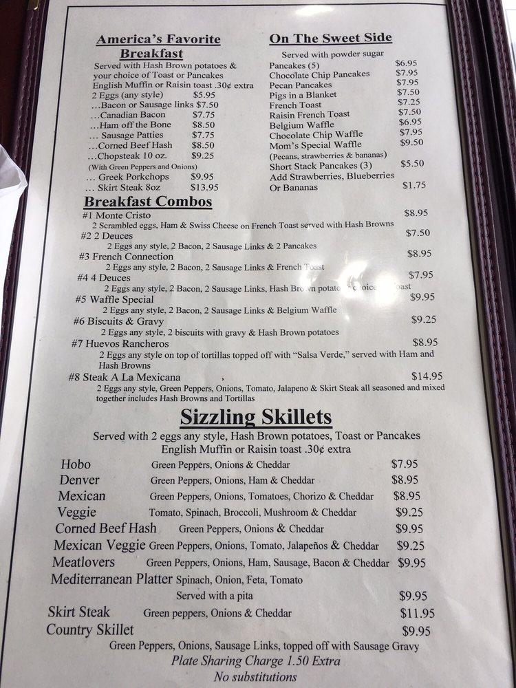Menu at Omelette House restaurant, Villa Park, 525 St Charles Rd