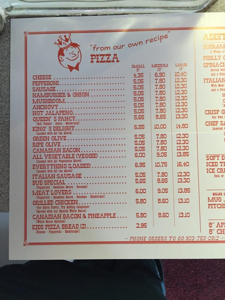Menu at Pizza King pizzeria, Longview, E Marshall Ave