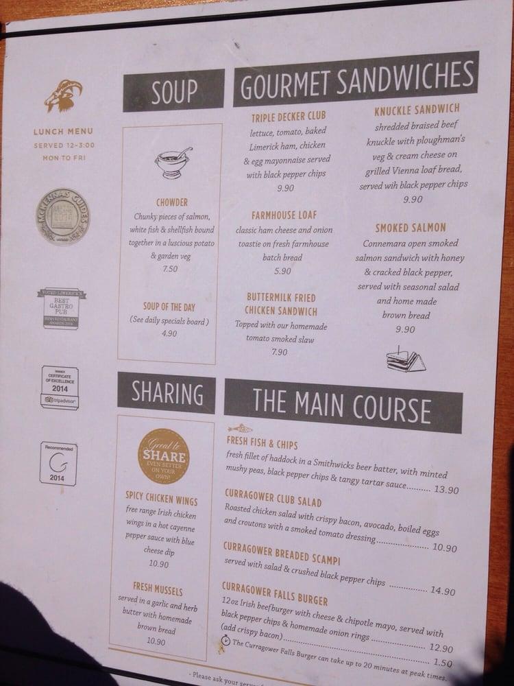 Menu at The Curragower Bar and Restaurant Limerick, Limerick