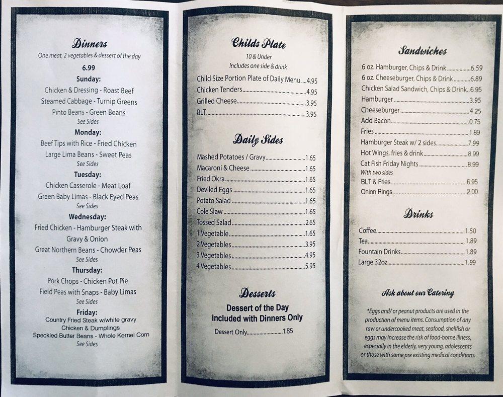 Menu at two sisters Homestyle Cafe, Ashville, US-231