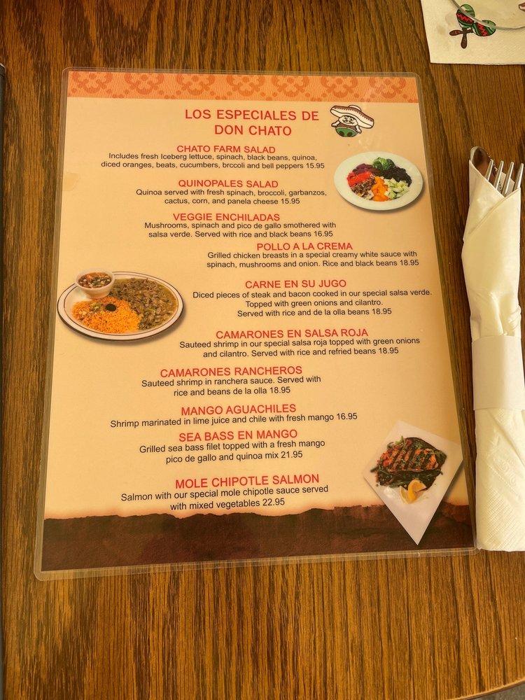 Menu at Don Chato Mexican Restaurant, Palmdale