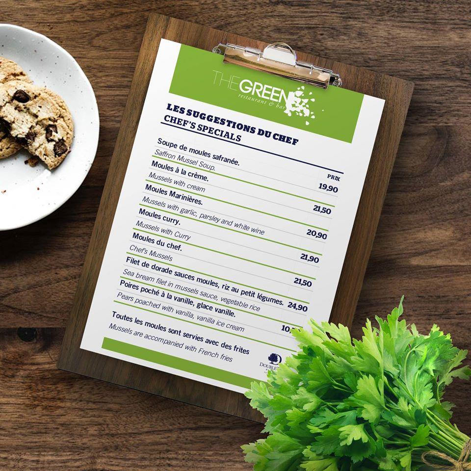 Menu at The Green restaurant, Luxembourg City
