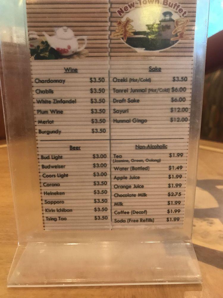 Menu at New Town Buffet restaurant, Tucson
